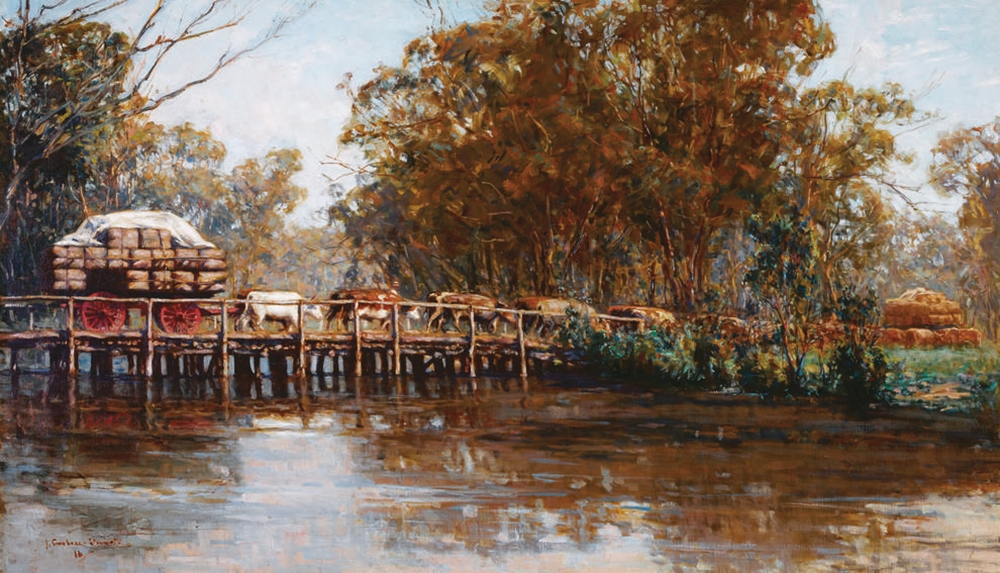 Janet Cumbrae Stewart | Wagon Train on the Murray (1916) | MutualArt