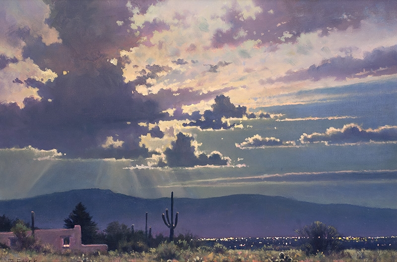 Michael Stack | Clouded Moon Over Tucson (2016) | MutualArt