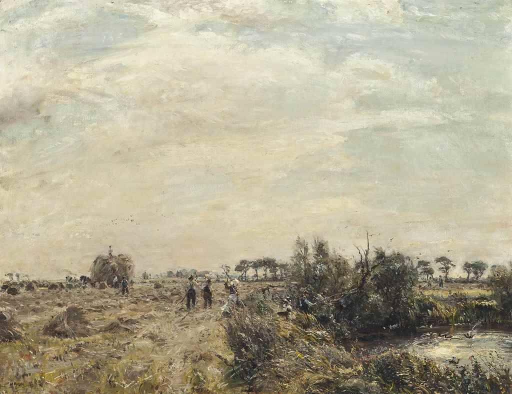 Herbert Royle | Harvesters in a field and fishermen by a pond | MutualArt
