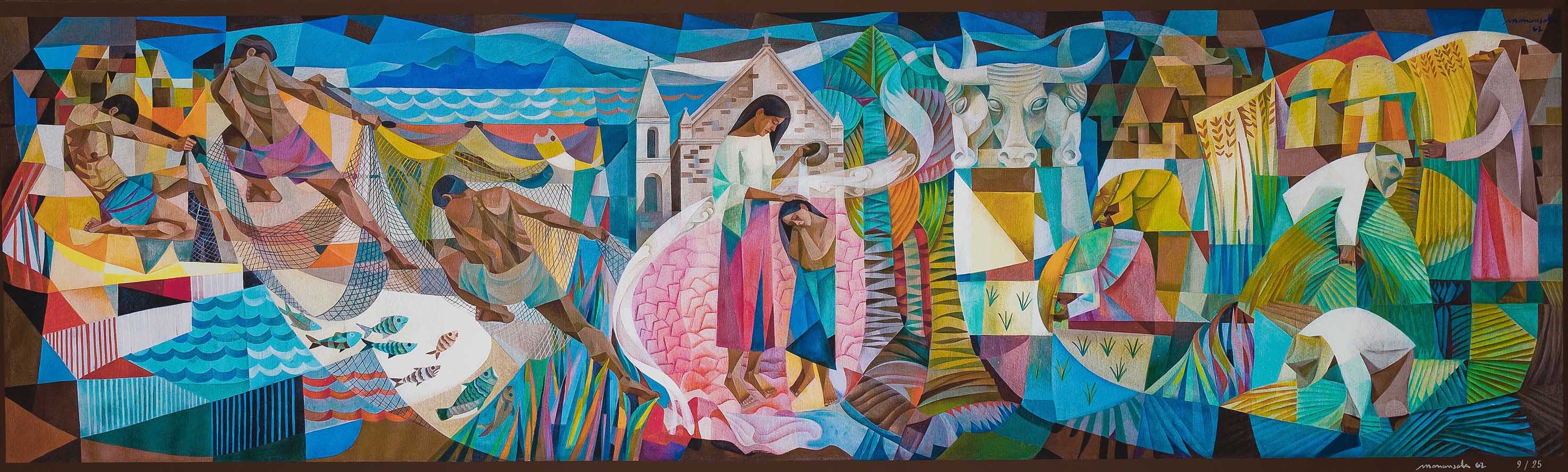 Vicente Manansala | Masaganang Ani (From the IRRI mural series) (1962 ...