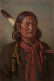 Joseph Henry Sharp | Chief Laban Little Wolf (Circa 1901) | MutualArt