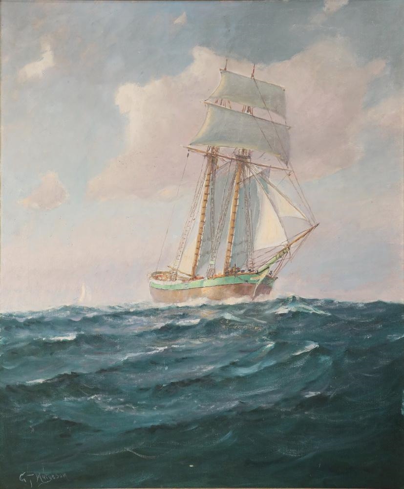 Gilbert Tucker Margeson | Gaff-Rigged Square Topsail Ketch Bearing Down ...