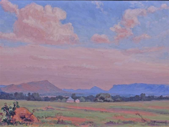 Jacob Hendrik Pierneef | Extensive Landscape with Farm Buildings (1922 ...