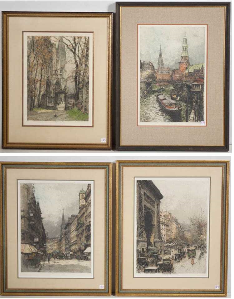 Luigi Kasimir | 4 Works: Chartres Cathedral, Hamburg, Zoll Canal, Paris ...