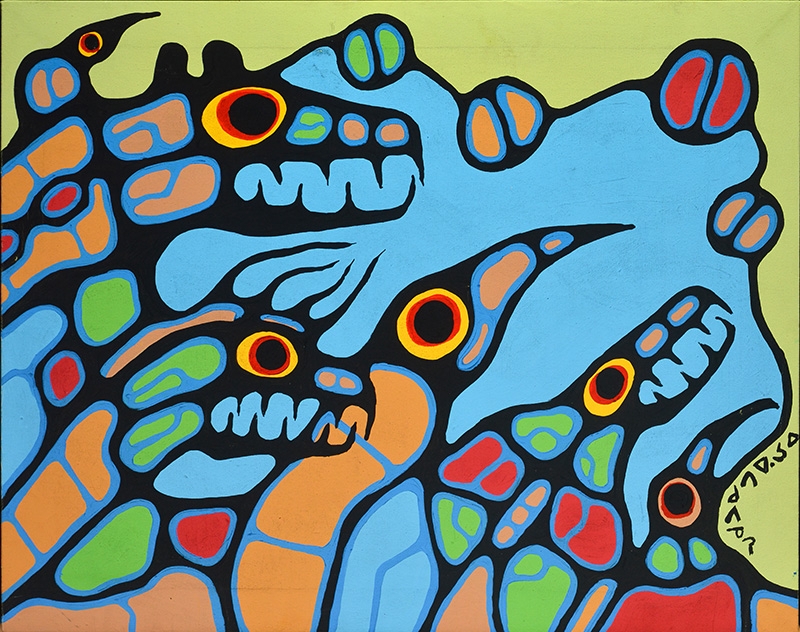 Norval Morrisseau | SPIRIT SHAMEN WITH TOTEM THUNDERBIRD (1976) | MutualArt