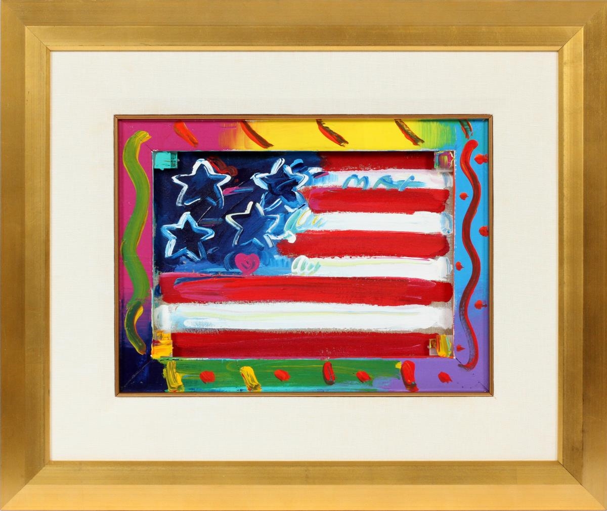 Peter Max | FLAG WITH HEART-VER I #10 (1995) | MutualArt