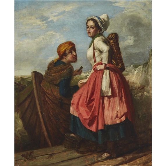 William Holyoake | GYPSY WITH A LADY ON THE COAST (1864) | MutualArt