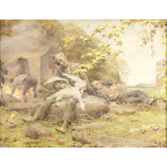 Ferdinand Staeger | PLUCKING GEESE | MutualArt