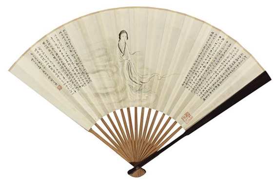 He Tianjian | GODDESS LUO AND POEM IN CLERICAL SCRIPT | MutualArt