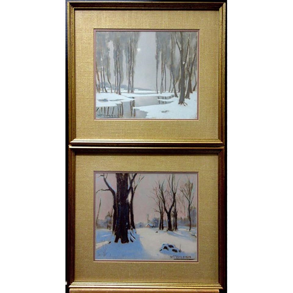 Halfred Tygesen | PAIR OF WORKS: POND REFLECTIONS; RIVER BANK SHADOWS ...