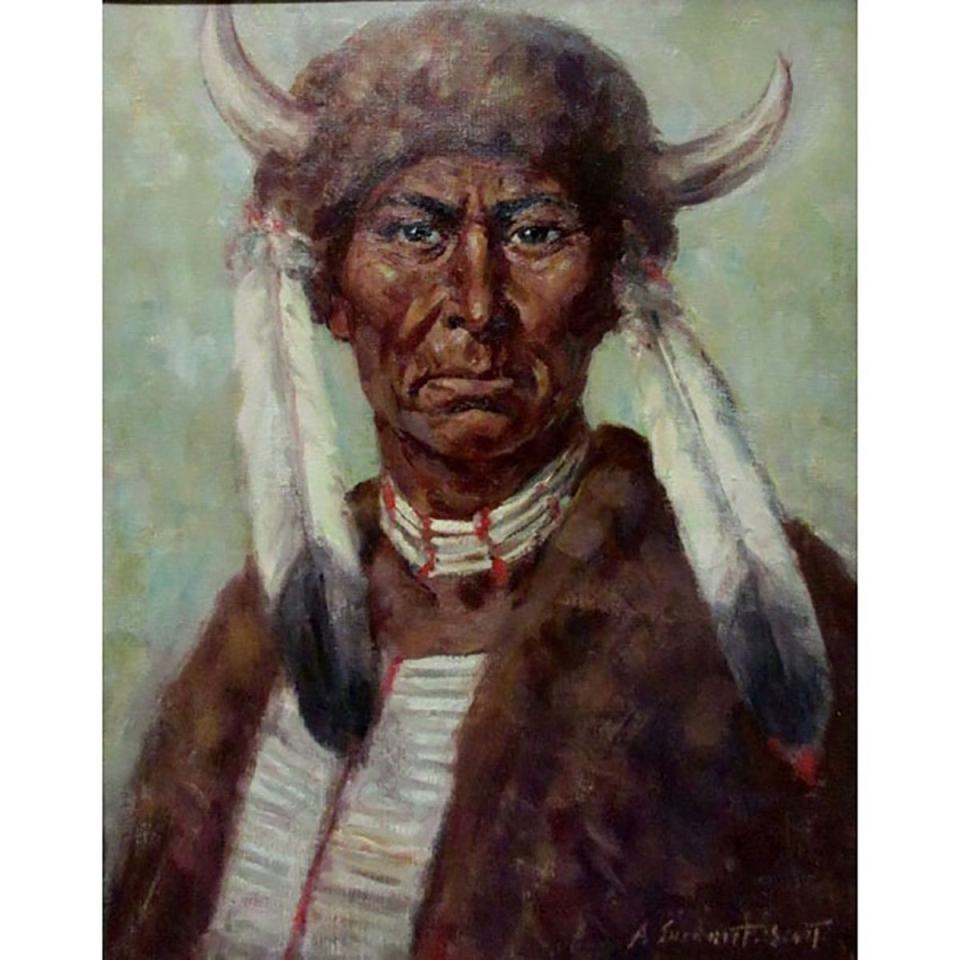 Adam Sheriff-Scott | Portrait of a Native with a Horned and Feathered ...