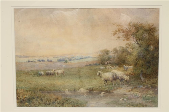Percy Brooke | Summer Landscape with Sheep in a River Meadow (1908 ...