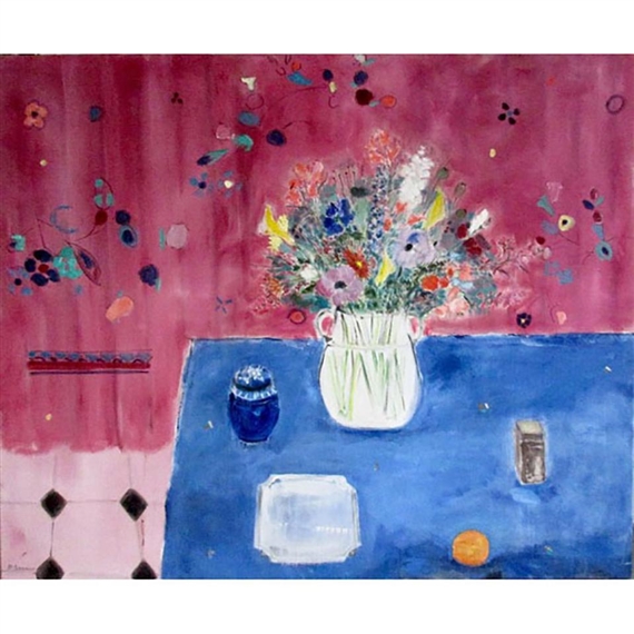 Pat Service | STILL LIFE WITH PINK CURTAINS (1990) | MutualArt