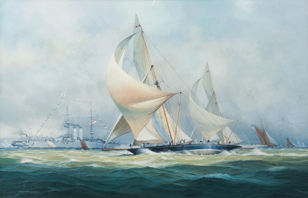 David Brackman | Britannia, White Heather 1905 with HMS Dominion ...