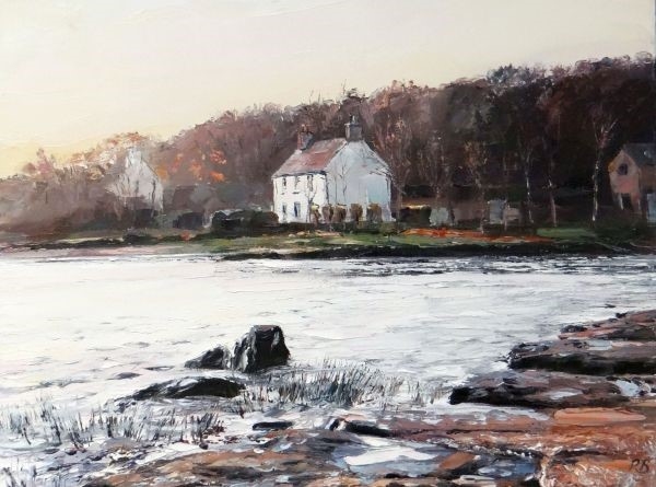 David Porteous-Butler | The Menai Straits with cottage and trees ...