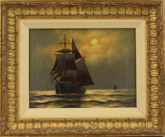 Wesley E. Webber | Ship in Moonlight | MutualArt