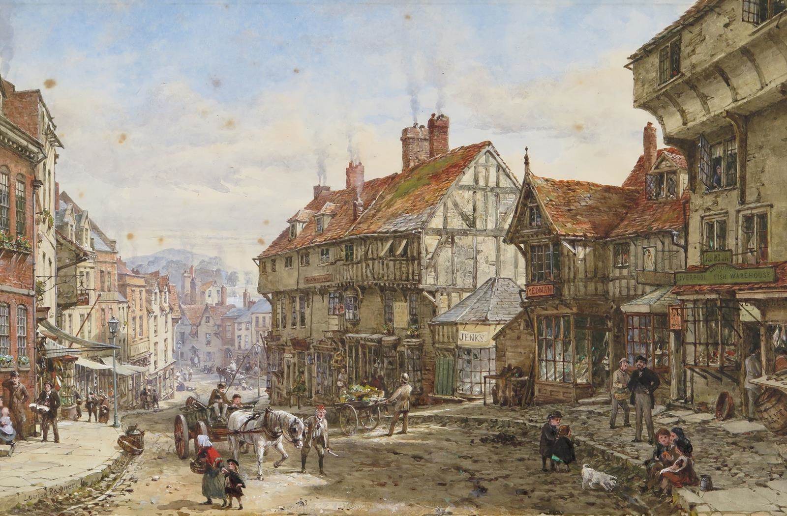Louise Rayner | A street scene in Chester | MutualArt