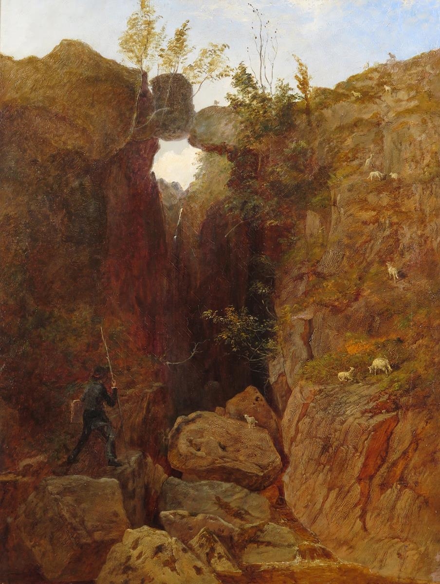 Andrew Maccallum | Self portrait of the artist in a rocky landscape ...