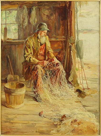 Louis Betts | Mending the Net (1899) | MutualArt