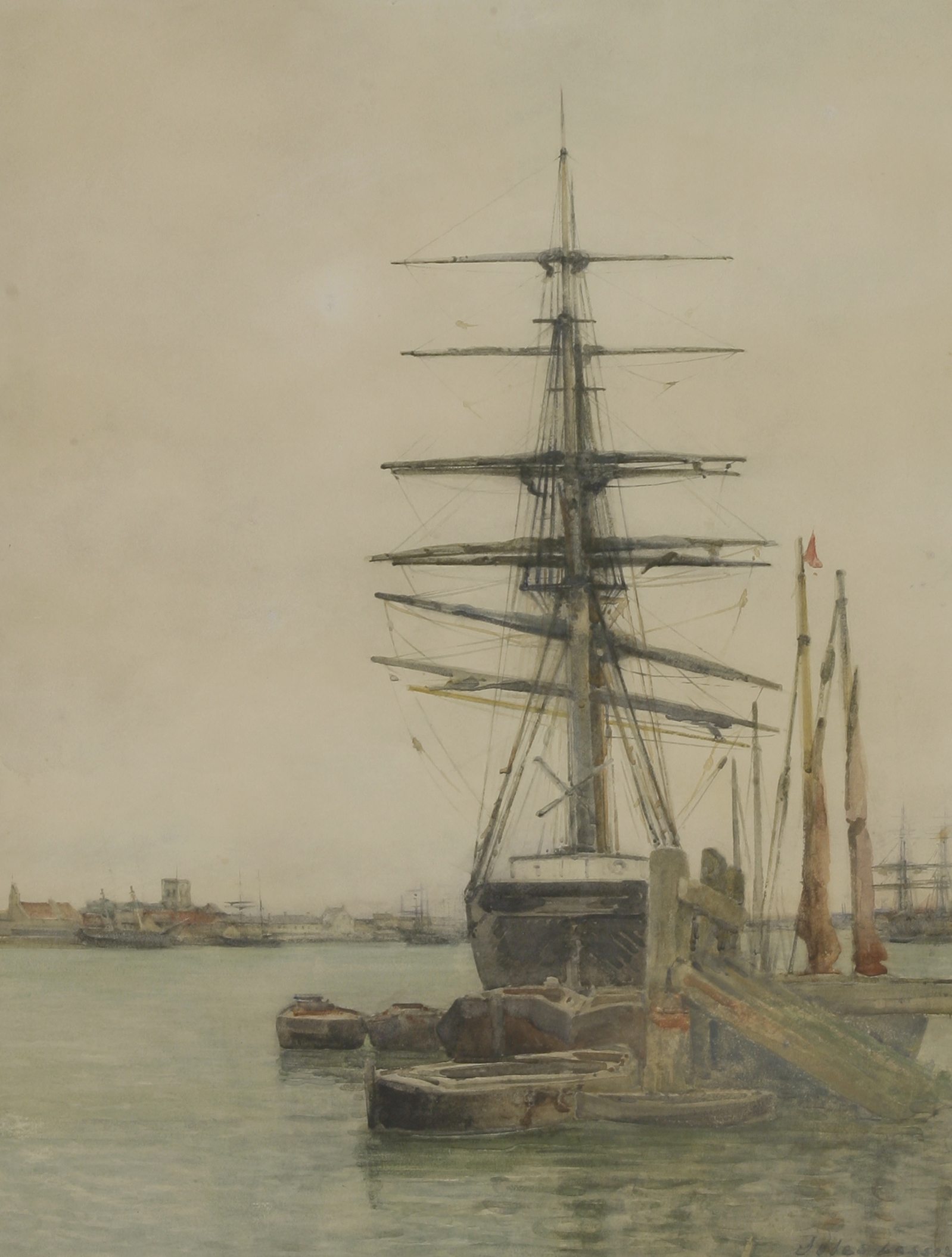 Jules Lessore | SHIPPING ON THE MEDWAY AT ROCHESTER | MutualArt