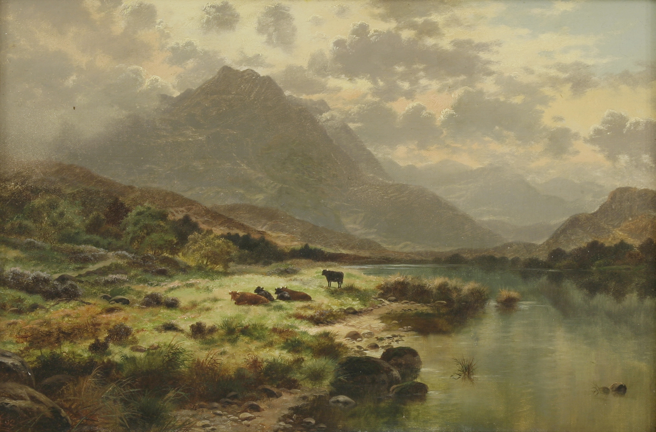 Edgar Longstaffe | A HIGHLAND LANDSCAPE WITH CATTLE BY A LOCH (1892 ...