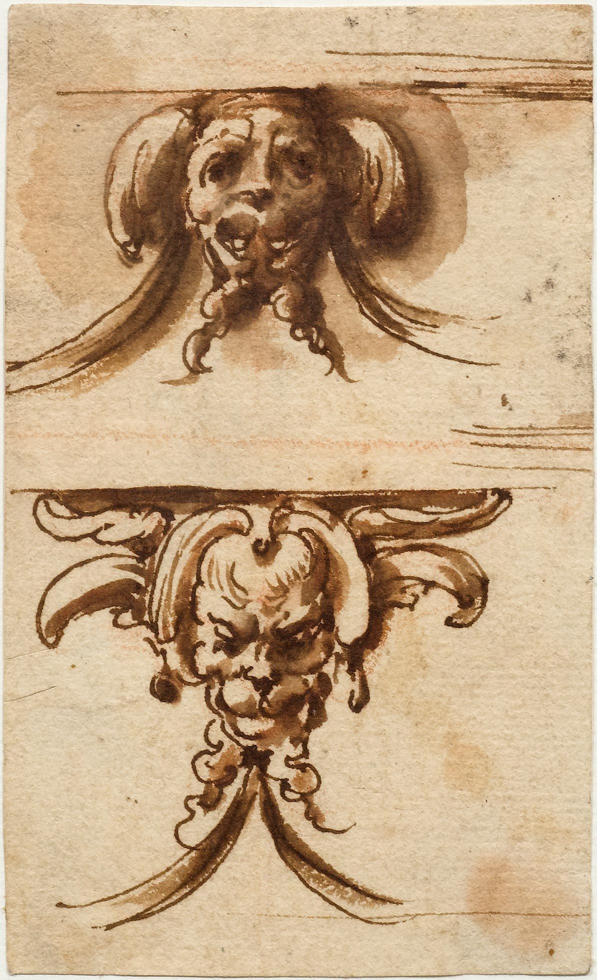 Roman School, 17th Century | Two grotesque heads | MutualArt