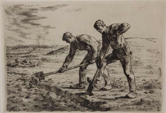 Jean-François Millet | Two Men Digging | MutualArt