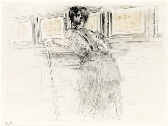 Paul César Helleu | Madame Helleu devant les Dessins de Watteau au ...