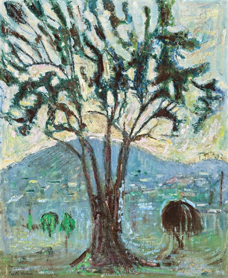 Edith Lilla Holmes | Tree and Sunset, Bally Park, Tasmania (1967 ...