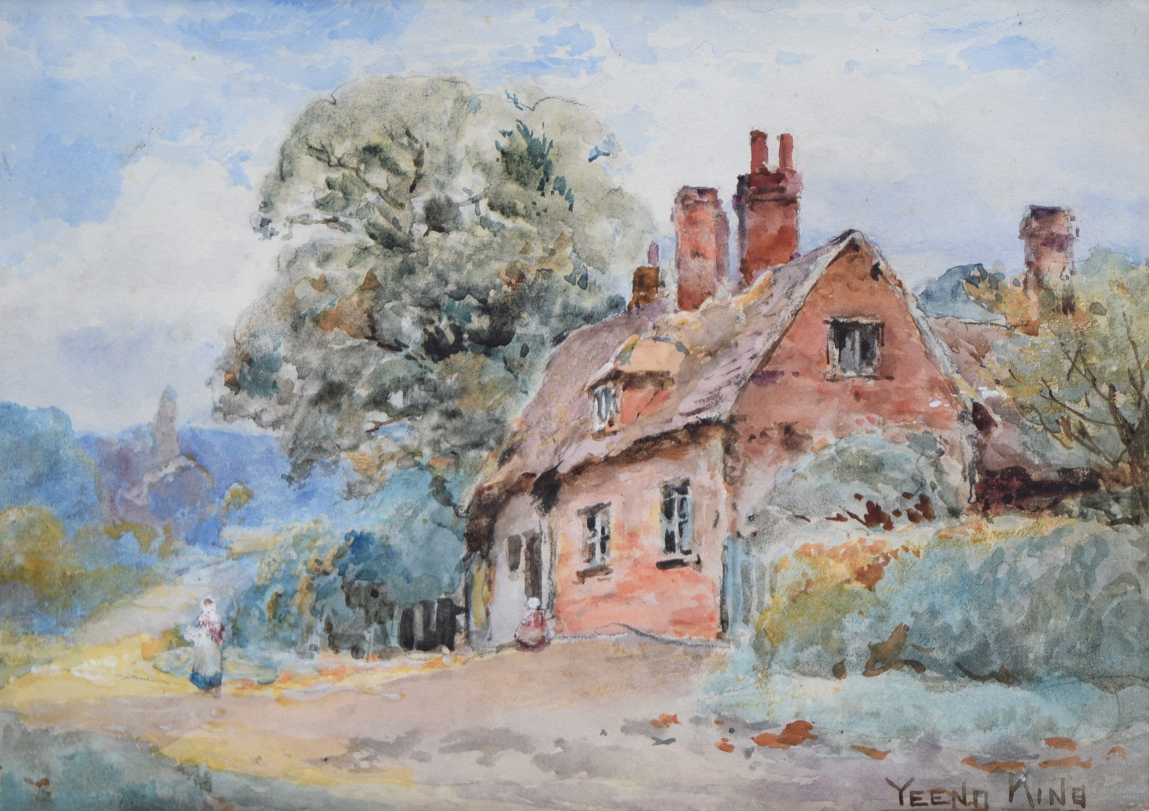 John Henry Yeend King | Rural Lane with Figures and a Cottage | MutualArt