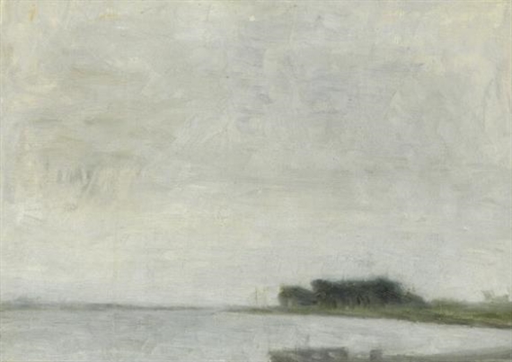 Vilhelm Hammershøi | Landscape. Summer. Falster. Beach with green shore ...