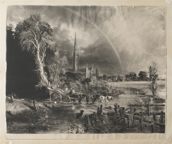 David Lucas | Salisbury Cathedral from the Meadow (1848) | MutualArt