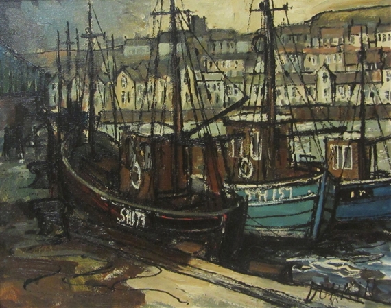 Tom Durkin | Fishing Boats in Scarborough Harbour | MutualArt