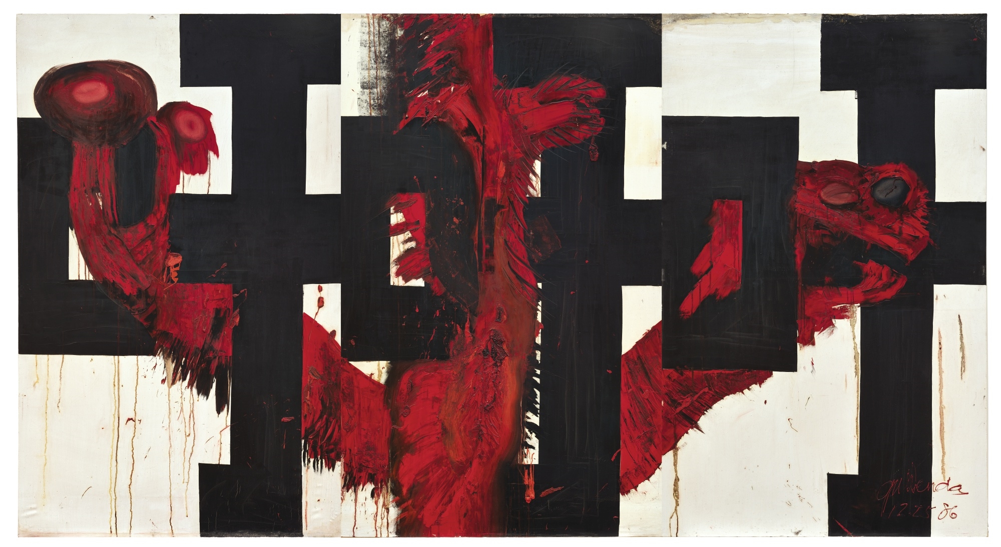 Gu Wenda | EXCLAMATORY WORD AND BOUND HUMAN INNARDS SERIES: XU! XU! XU! (TRIPTYCH) (1986 ...