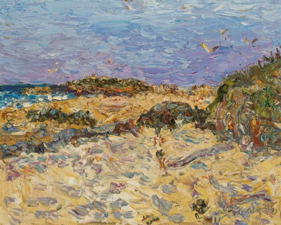 Michael James Strang | A stylised beach scene (1990) | MutualArt