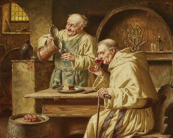 Fritz Wagner | Two Monks in the Wine Cellar | MutualArt