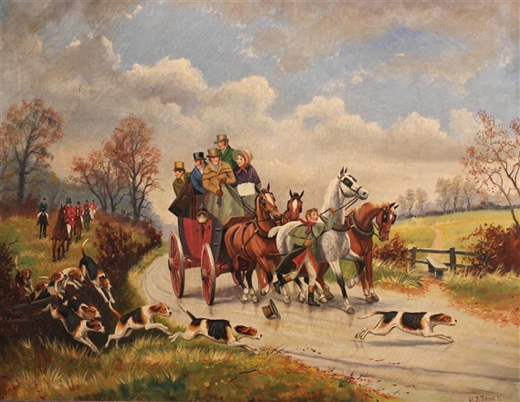 Herbert H. St. John Jones | A HUNT SCENE WITH HORSE-DRAWN CARRIAGE ...