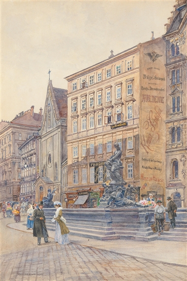Rudolph Bernt | Neue Markt square and its fountain (1908) | MutualArt