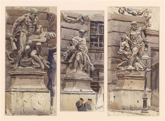 Ernst Graner | Figures at St. Michael’s gate (in Vienna): Hercules ...