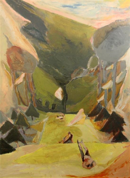 Harold Mockford | Yellow moon over South Downs Way (1999) | MutualArt