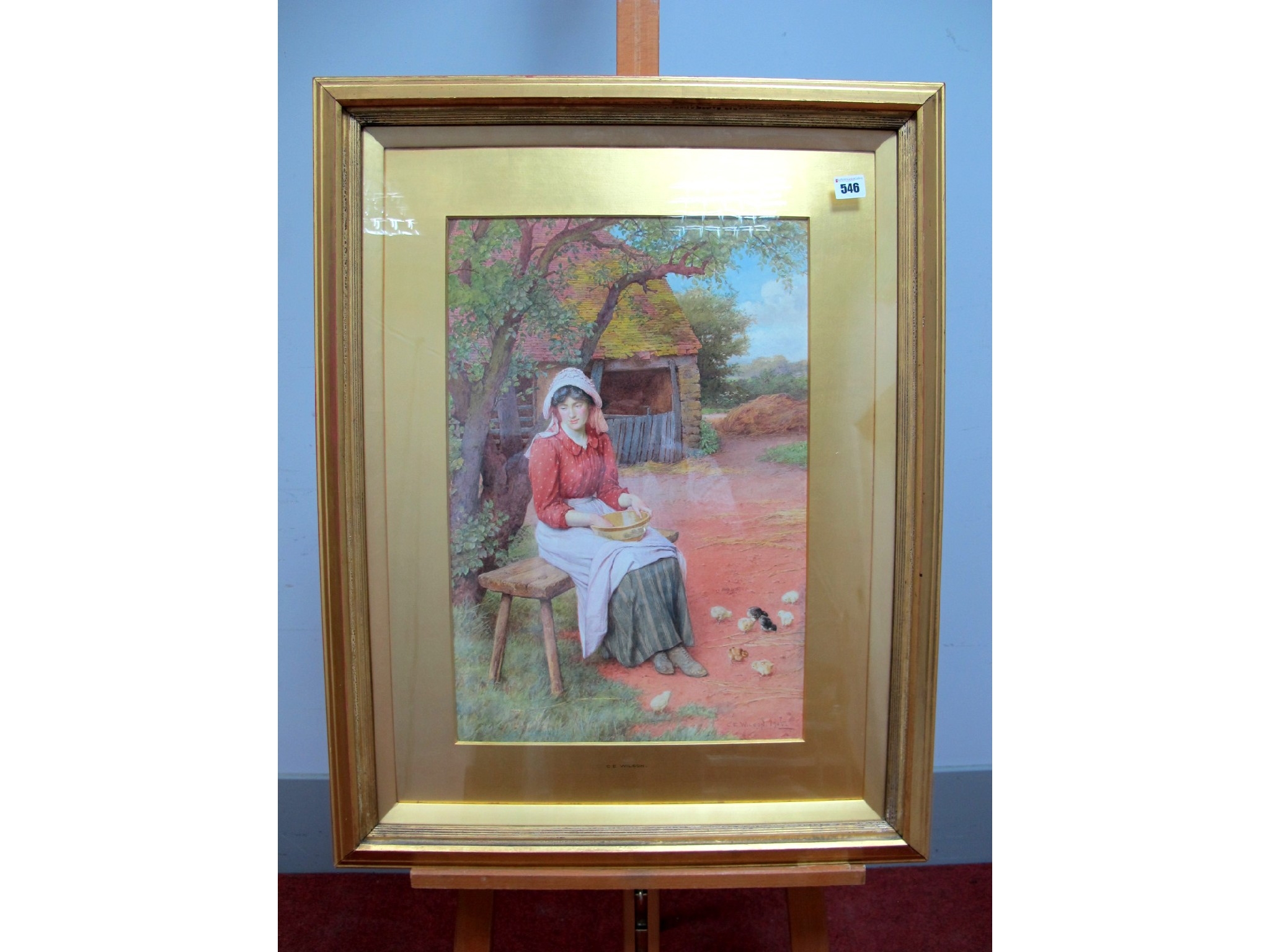 Charles Edward Wilson | Feeding the chickens | MutualArt