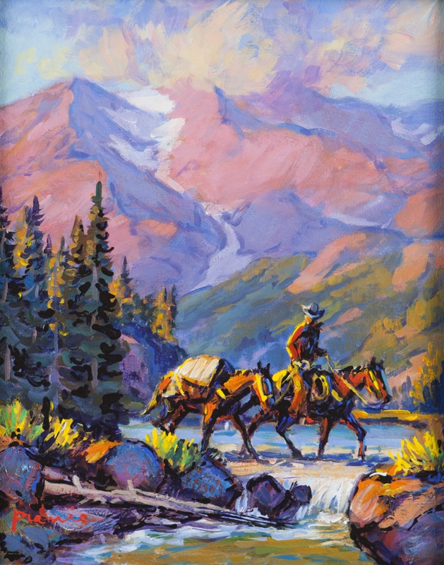 Larry Pirnie | cowboy and two horses | MutualArt