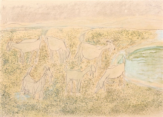 Stanley Pinker | Landscape with Goats | MutualArt
