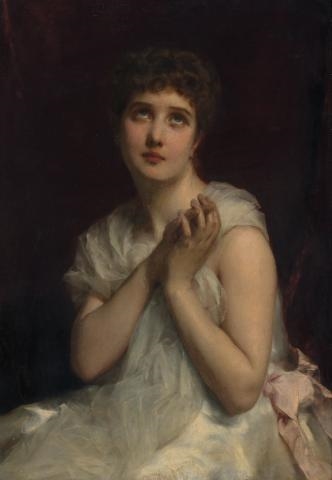 Étienne Adolphe Piot | Portrait de Mademoiselle G. R... (1863) | MutualArt