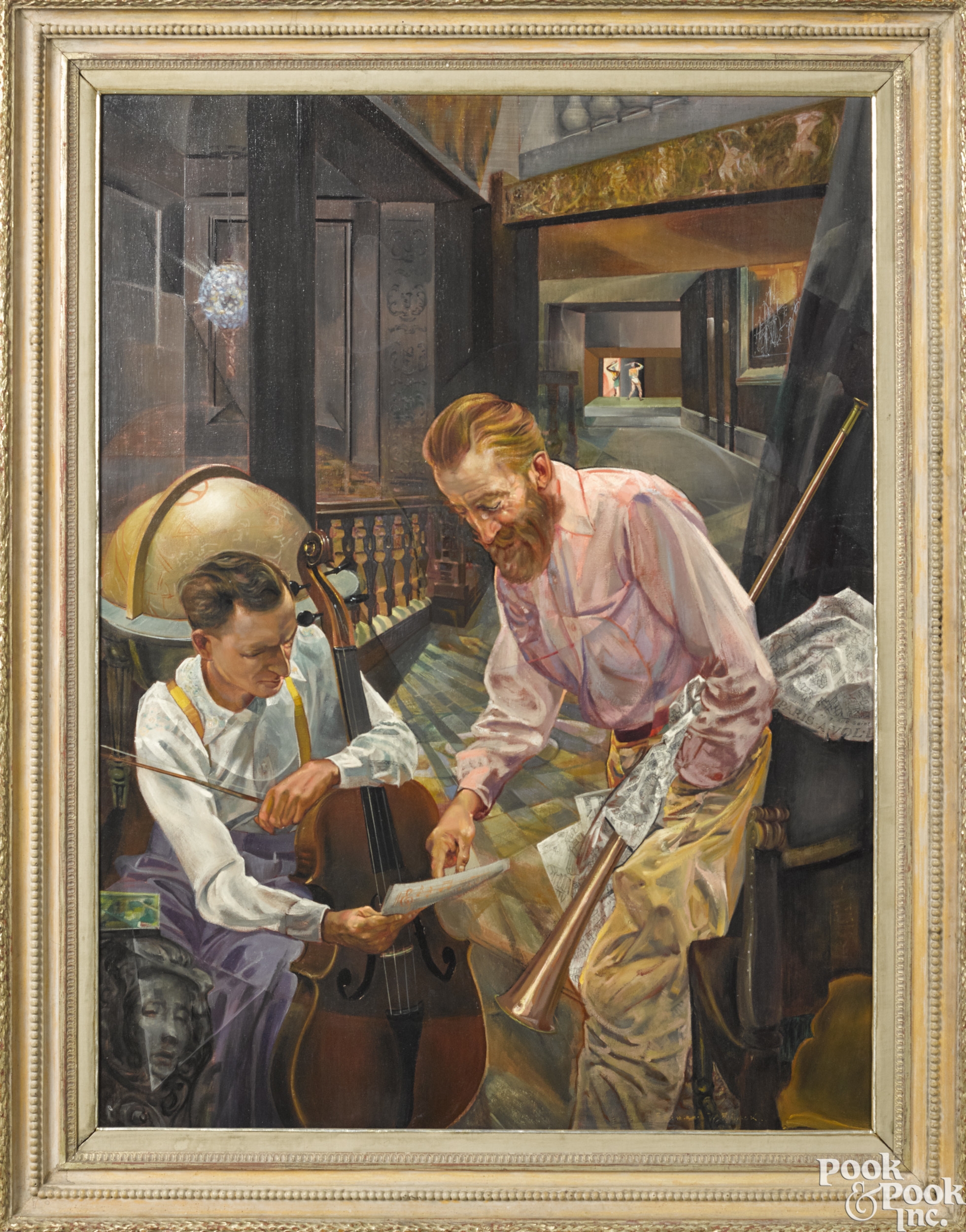 Furman Joseph Finck | Interior of two gentlemen with a cello and horn ...