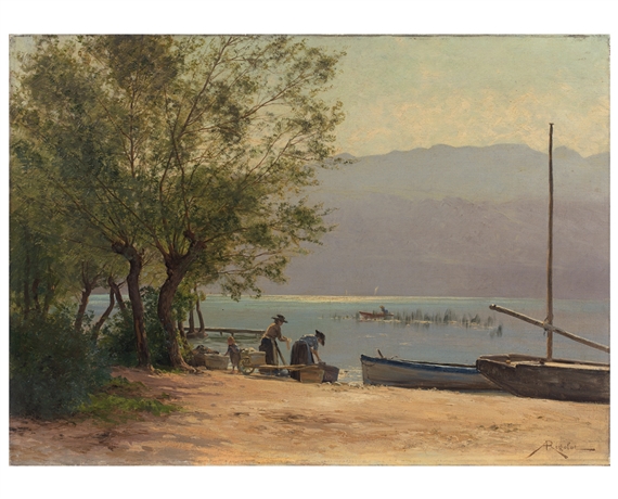 Albert-Gabriel Rigolot | Les lavandières en bord du lac du Bourget ...