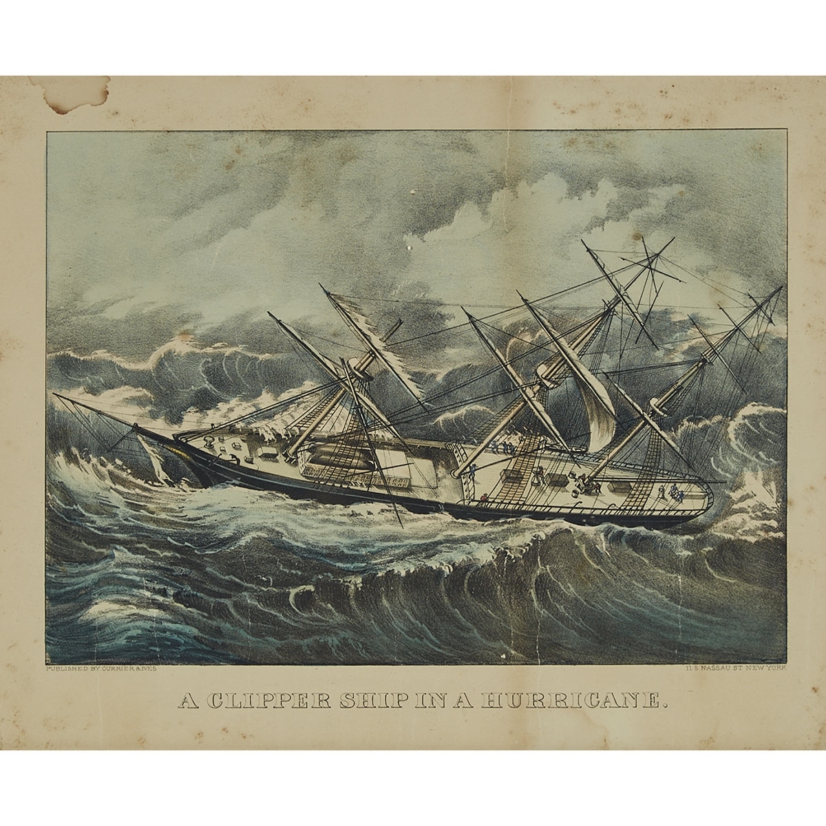 Currier & Ives | A Clipper Ship in a Hurricane | MutualArt