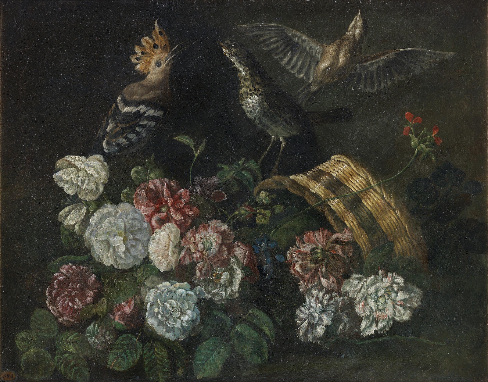 French School, 19th Century | An upturned basket of flowers with a ...
