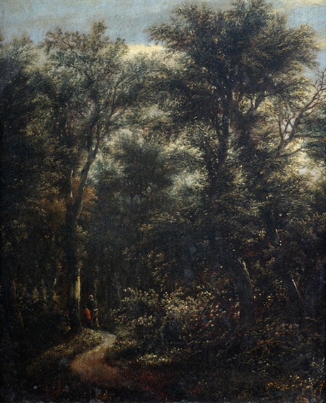 Jan Vermeer | Wooded landscape with peasants on a path | MutualArt