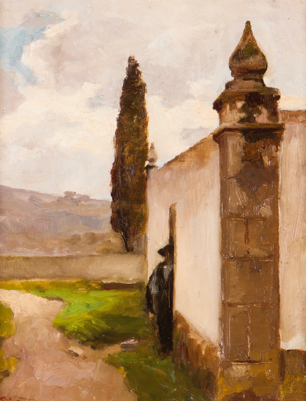 João Augusto Ribeiro | Landscape with houses and figure | MutualArt